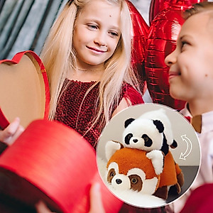 Roadoor Reversible Panda Plushie, 2-in-1 Red Panda & Panda Soft Toy, Double Sided Panda Stuffed Animal, Soft Panda Pillow Plush Toy Panda 14"