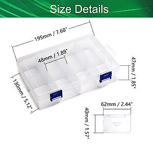 Yinpecly Component Storage Box 200x130x45mm Adjustable Divider 8 Grids Removable Compartment PP Organizer for Jewelry Beads Earring Container Tool Fishing Hook Small Accessories 1Pcs