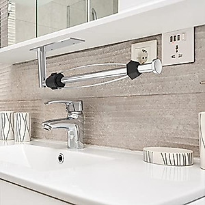 Paper Towel Holder Under Cabinet Brushed Nickel Wall Mount Paper Towel Holder Under Counter Vertical Hanging Paper Towel Rack Adhesive Or Drilling with Damping Ratcheting for Kitchen Bathroom and RV