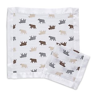 aden + anais Essentials Classic Security Blankets, Super Soft 100% Cotton Muslin Lovie, 2 Pack, Bear Necessities
