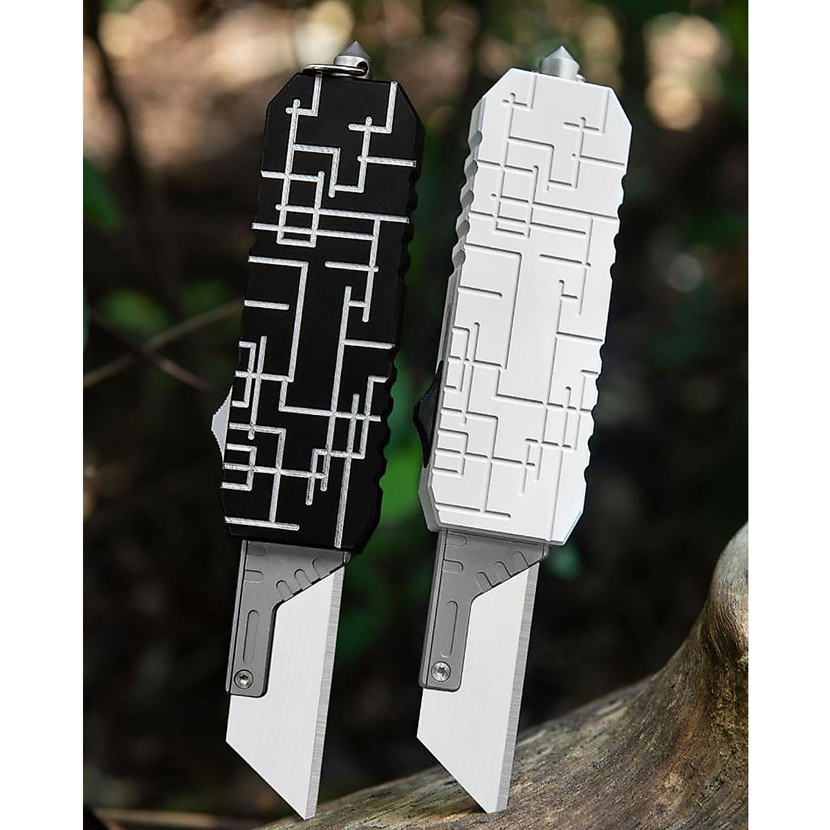 Tenchilon T386 EDC Auto Box Cutters Retractable Heavy Duty Cardboard Cutter Utility Knife, 10pcs Extra Replaceable Blade Pocket Knife With Pants Clip, Glass Breaker (Black)