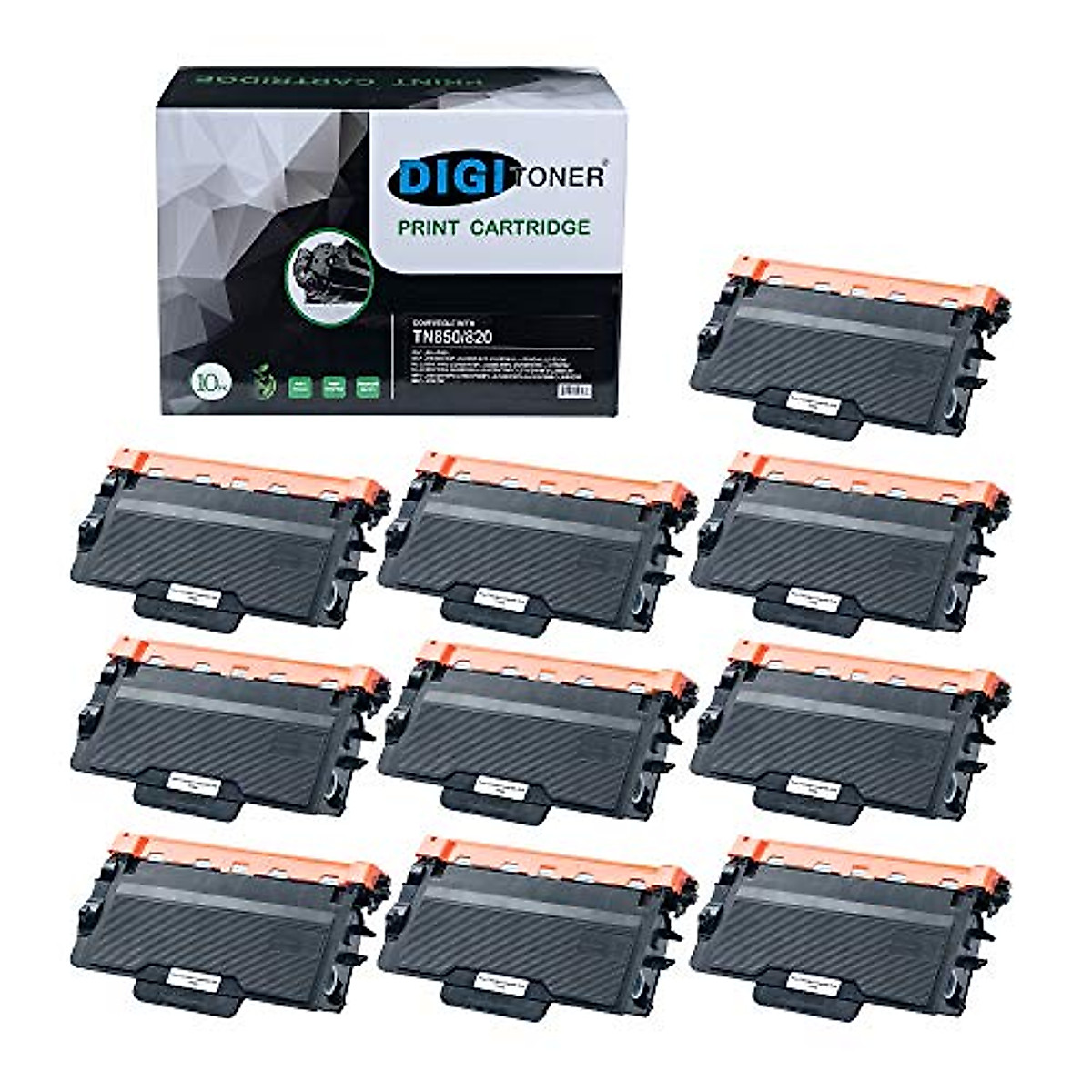 TonerPlusUSA Compatible TN850 TN820 Toner Cartridge – TN-850 TN-820 High Yield Toner Cartridge Replacement for Brother Laser Printer – Black [10 Pack]