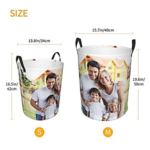 Custom Laundry Baskets Personalized Hampers Add Your Name Photo Text Customized Collapsible Dirty Clothes Baskets for Bedroom Bathroom Livingroom Barbershop Large 19.6" x 15.7"