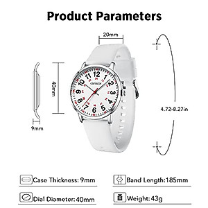 CNYXCN Nurse Watch for Medical Students,Doctors,Women Men with Second Hand and 24 Hour,Easy to Read Dial,Silicone Band,Water Resistant (White+White)