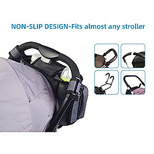 Universal Baby Stroller Organizer with Insulated Cup Holder,Stroller Storage with Non-Slip Straps,Fits for Uppababy Baby Jogger Britax Bugaboo BOB Umbrella Stroller Accessories Caddy Parent Console