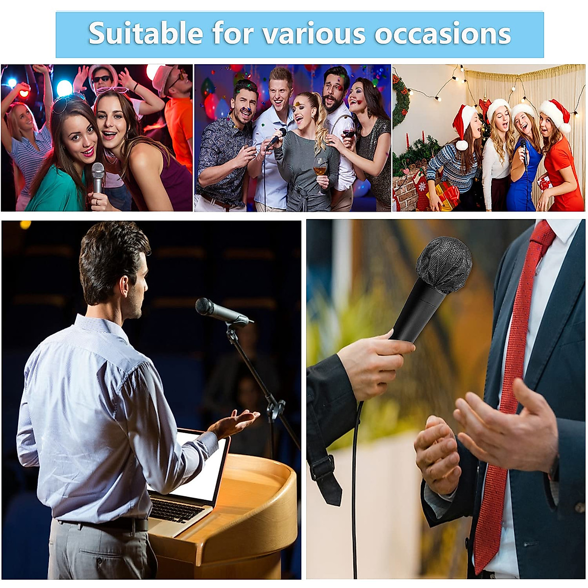 100PCS Microphone Cover Disposable Non-Woven Microphone Windscreen Protective Cap Karaoke Mic Cover for KTV Home Karaoke Bar News Interview