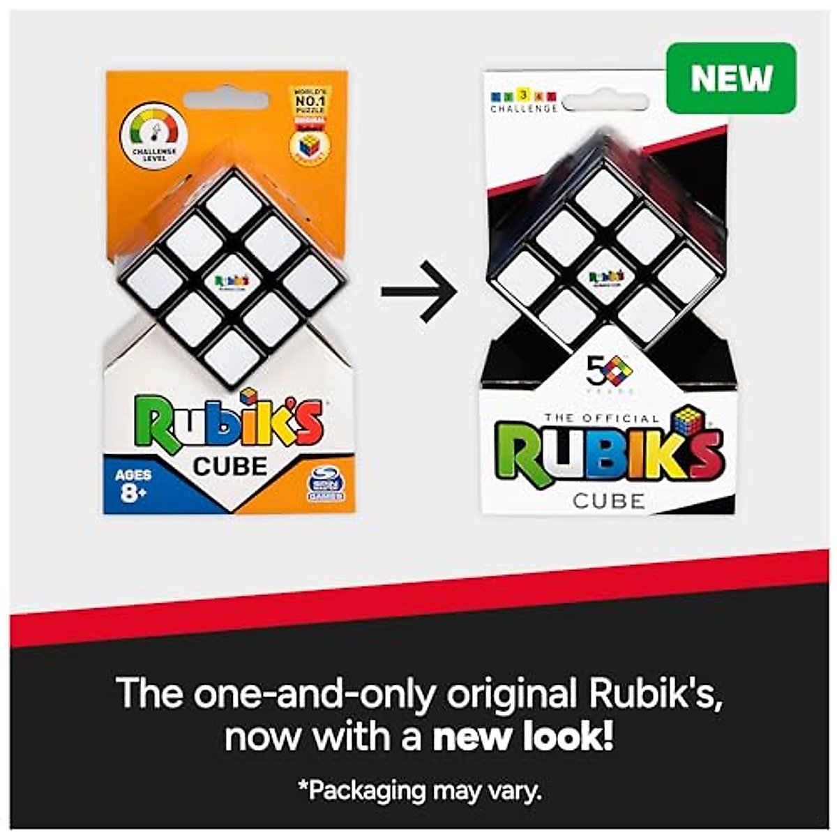 Rubik's Cube, The Original 3x3 Color-Matching Puzzle Classic Problem-Solving Challenging Brain Teaser Fidget Toy, Packaging May Vary, for Adults & Kids Ages 8 and up