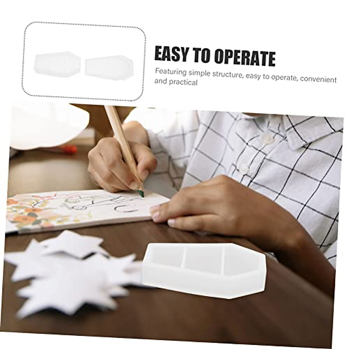 Amosfun 2 Sets Coffin Storage Mold Ornament Storage Box Makeup Storage Box Dice Resin Mold Resin Coffin Caskets Makeup Storage Tray Molds Handmade Craft Mold Handmade Mold for Home White