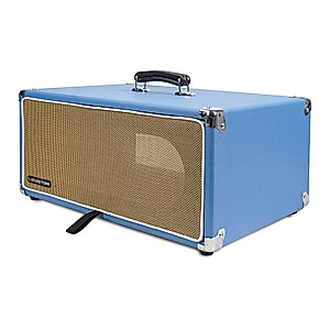 Sound Town Vintage 4U Amp Rack Case, 12.5" Depth with Rubber Feet, Dust Cover, Kickstand, Beau Blue (STVRC-4BL)