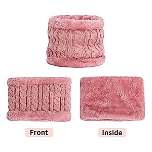 Duoyeree Baby Winter Hat Warm Scarf Gloves Set Pom Knitted Beanie Mitten Scarves for Toddler Girl Boy Pink