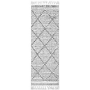 nuLOOM Skylar Textured Trellis Tasseled Runner Rug, 2' x 6', Beige