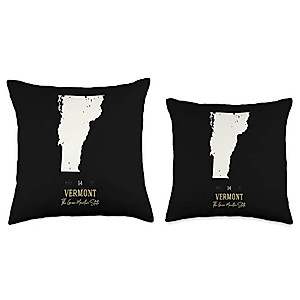 Vermont State Map USA Throw Pillow, 18x18, Multicolor