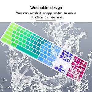 HRH Rainbow Silicone Keyboard Skin Cover for iMac Wired USB Full Size Keyboard with Numeric Keypad A1243(G6 MB110LL/B and MB110LL/A)