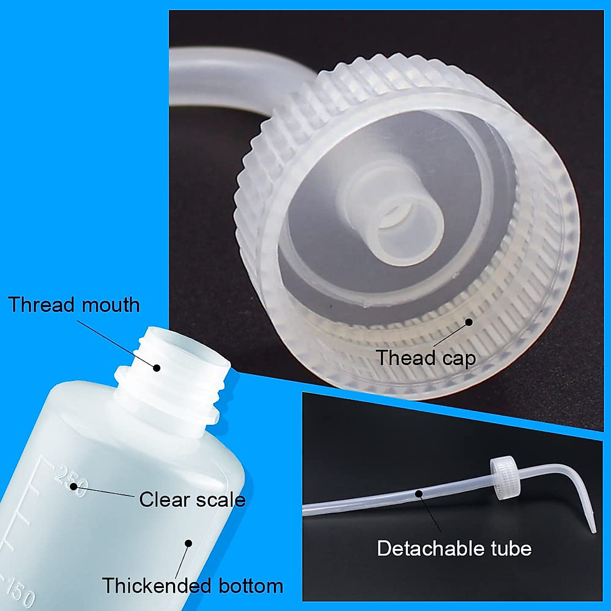 LDPE Economy Squeeze Wash Bottle - 250ml/8OZ Medical Label Tattoo Plastic Green Soap Cleaning Narrow Mouth Scale Labels No Leaking Safety Rinse Irrigation Sprinkling Reusable for Watering Plants