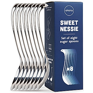 OTOTO Sweet Nessie Sugar Spoon (Set of 8) - Stainless Steel Tea Spoon - 100% Food Grade & Dishwasher Safe - Perfect Spoon for Tea & Coffee