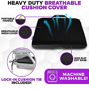 GRÄVEND Extra Large Gel Seat Cushion for Long Seating Pressure Relief, 2" Inch Thick Office Chair Cushion, Car Seat Driver, Wheelchairs Egg Sitting pad for Hip & Back Pain, Non Slip Ties