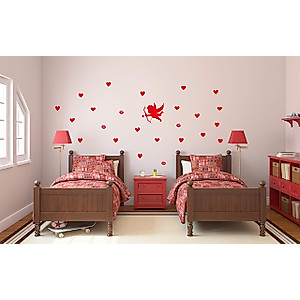 Valentine Day Decor Cupid Angel Wall Decal Love Arrow Decals Heart Wall Decor Love Heart Wall Stickers Family Kids Room Home Wall Window Couple Bedroom Decoration