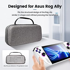 SARLAR Rog Ally Carrying Case Compitable with Asus Rog Ally and Accessories, Hard Shell Case Fit AC Adapter and Power Bank for Travel and Storage with Screen Protector[Gray]