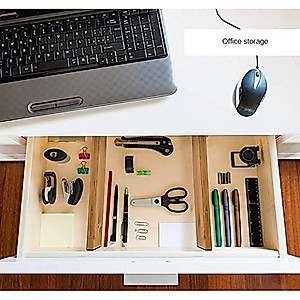 Bamboo Drawer Dividers Set of 4, Adjustable Drawer Organizers for Kitchen, Bedroom, Bathroom, Dresser & Office (13"-17")