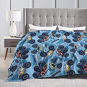 Perinsto Monster Truck Cars Pattern Throw Blanket Ultra Soft Warm All Season Decorative Fleece Blankets for Bed Chair Car Sofa Couch Bedroom 50"X40"