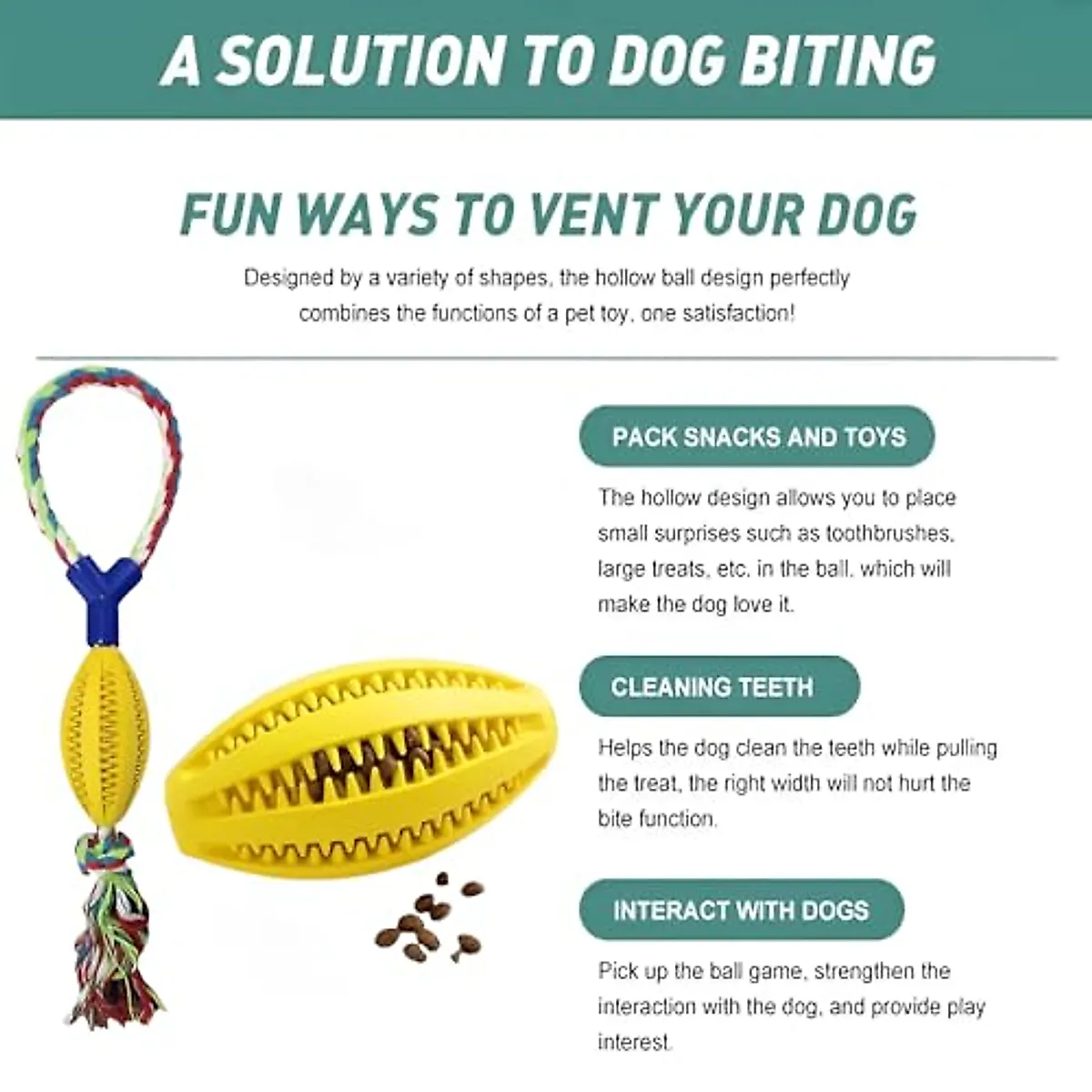 Dog Ball Rope Toy Interactive for Medium Dog for Treat Dispensing, Durable Dog Balls for Teeth Cleaning/IQ Training (Not for Aggressive chewers)