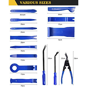 Trim Removal Tool, 120Pcs Car Panel Door Audio Removal Tool Kit, Auto Clip Pliers Fastener Remover Pry Tool Set with Storage Bag