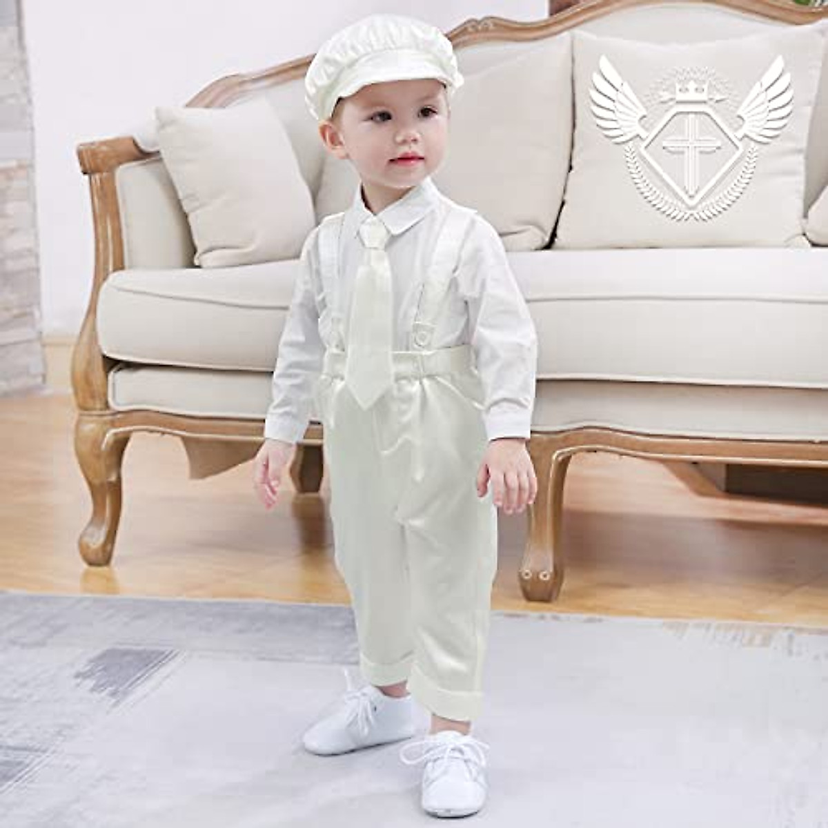 Booulfi Baptism Outfits for Boys Baby Boy Christening Outfit White Fall Clothing Wedding Suit Blessing Gifts 6-9 Months