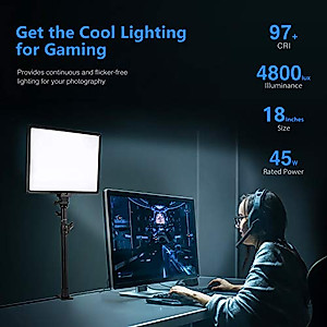 Neewer 90W Desk Mount LED Video Light C-Clamp Stand Kit with 2.4GHz Wireless Remote, 2-Pack 45W Dimmable Bi-Color 18” Panel Light 3200K–5600K 4800 Lux CRI 97+ for Game/YouTube/Live Streaming