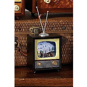 RAZ Imports Animated Holiday Musical Retro Television TV 10-in 3516162 (Black)