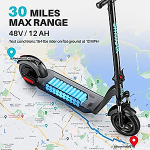 SmooSat MAX Folding Commuter Scooter for Adults, Electric, 500W Brushless Motor, Front Suspension, 30 Miles Real Range, Up to 18.6 MPH Speed, 10" Solid Tires, 264 lbs Max Load