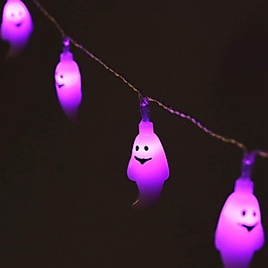 LIUPENGWEI Solar Outdoor Rodgersia String, 30 LED Ghost Globe-Shaped Solar Fairy Lights for Home, Party, Holiday, Christmas Decorations (Purple) Garden Ghost Light