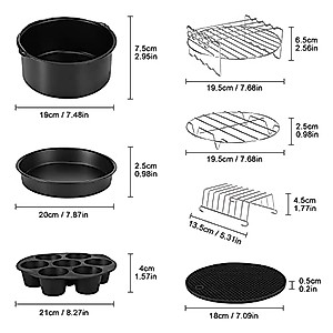 Air Fryer Accessories,14 pcs 8 Inch Air Fryer max xl Accessories,Power xl Air Fryer Accessories 5 QT Accessories Air Fryer 5.8 QT air fryer tools air fryer rack,for All Brands of Fryers (3.7QT-6.8QT)