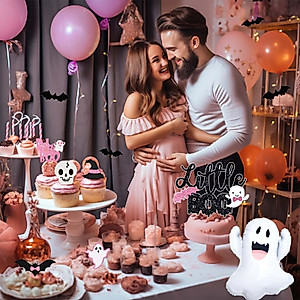 Fiesec Halloween Baby Shower Decorations for Girls Pink Purple Black Ivory, A Little Boo Is Almost Due Baby Shower Girl with Balloon Garland Arch Kit Banner Cake Cupcake Topper Ghost Bat Cutout