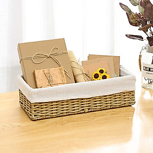 HOSROOME Bathroom Wicker Baskets for Organizing Toilet Paper Basket Storage Basket for Toilet Tank Top Decorative Basket for Closet, Bedroom, Bathroom, Entryway, Office(Set of 2,Beige)