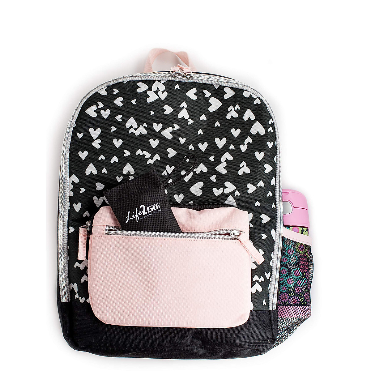 Life 2 Go 3 Pcs Camp Cooking Utensil Set & Outdoor Kitchen Gear Cookware Kit, Portable Compact Carry Case for Camping, Hiking, Travel, BBQ GrillinG Stainless Steel Accessories Spoon & Fork, Black