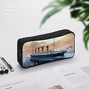 Retro Titanic Famous Old Historic Pencil Pen Case Portable Large Capacity Pen Pouch Stationery Organizer Makeup Bag with Zip