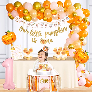 Little Pumpkin 1st Birthday Decorations, Pumpkin First Birthday Decorations Supplies for Autumn Fall 1st Birthday Party, Halloween Thanksgiving 1st Birthday, Our Little Pumpkin is Turning One