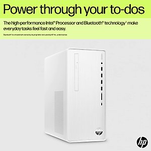 HP Pavilion Desktop, Intel Core i7-12700 Processor, Intel UHD Graphics 770, 64GB RAM, 2TB SSD + 2TB HDD, Wi-Fi 6, SD Card Reader, DVD-RW, HDMI, RJ-45, Wired KB & Mouse, Windows 11 Home, White