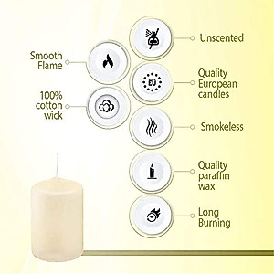 BOLSIUS 20 Count 1.6 x 2.4 Inch Ivory 'Small' Pillar Candles - 7 Burn Hours - Premium European Quality - Unscented Dripless and Smokeless Wedding, Party, Restaurant, & Special Occasion Candle Set