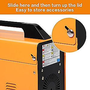 Goplus 110V MIG 130 Welder Flux Core Welding Machine, No Gas Welding Machine with Electrode Holder Face Shield (Orange)