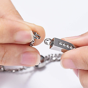Shiny Crystal Cremation Bracelet for Ashes for Women Cube Urn Bangle Locket Ash Holder Memorial Jewelry Bracelet Keepsake Gift (Silver)