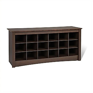 Prepac Shoe Storage Cubbie Bench, 24" x 48" x 16", Espresso