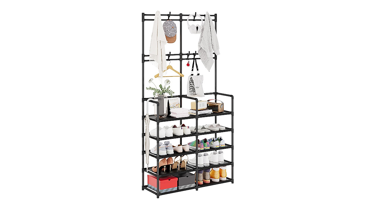 UDEAR 5-Tier Coat Rack with Shoe Organizer - Stylish Storage