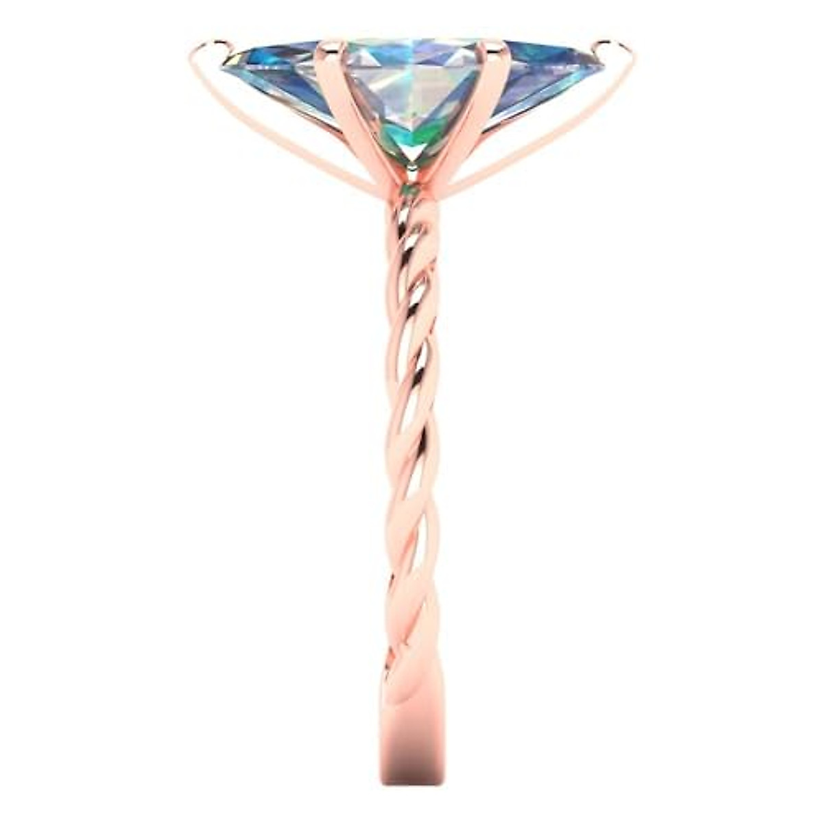 Clara Pucci 2ct Marquise Cut Solitaire Rope Twisted Knot Blue Moissanite Engagement Promise Anniversary Ring 18K Rose Gold Women 6.25