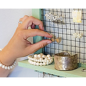 SoCal Buttercup Shabby Chic Jewelry Organizer with Removable Bracelet Rod from Wooden Wall Mounted Holder for Earrings Necklaces Bracelets and Other Accessories
