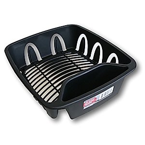 Essentials Small Dish Drainer - Black Plastic -13.75 Inches