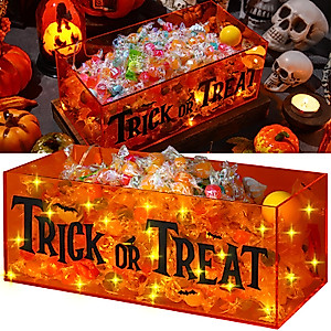 Wenqik Halloween Candy Bowl with Light Trick or Treat Candy box Halloween Candy Dish Halloween Candy Holder box for Halloween decor Party Supplies Serving Gift