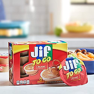Jif To Go Creamy Peanut Butter, 8- 1.5 Ounce Cups, Smooth and Creamy Texture, Snack Size Packs