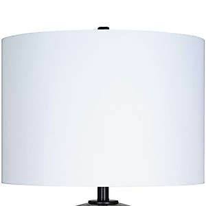 Catalina 21391-003 Mid-Century Modern Round 2-Tone Frosted Glass Table Lamp with Antique Brass Accents, 27.25", Smoke Grey/Black