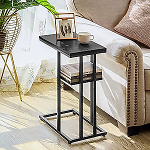 Yoobure C Shaped End Table Set of 2, Side Table for Couch and Bed, Small Side Table for Small Spaces, Living Room, Bedroom, Rustic Snack Table